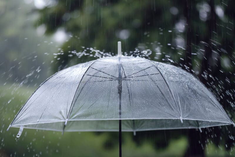 Transparent Umbrella Weathering a Heavy Rain Shower Stock Illustration ...