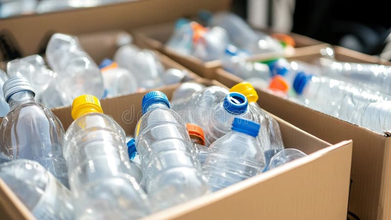 Plastic Bottles Packed in Cardboard Boxes for Recycling Stock Video ...