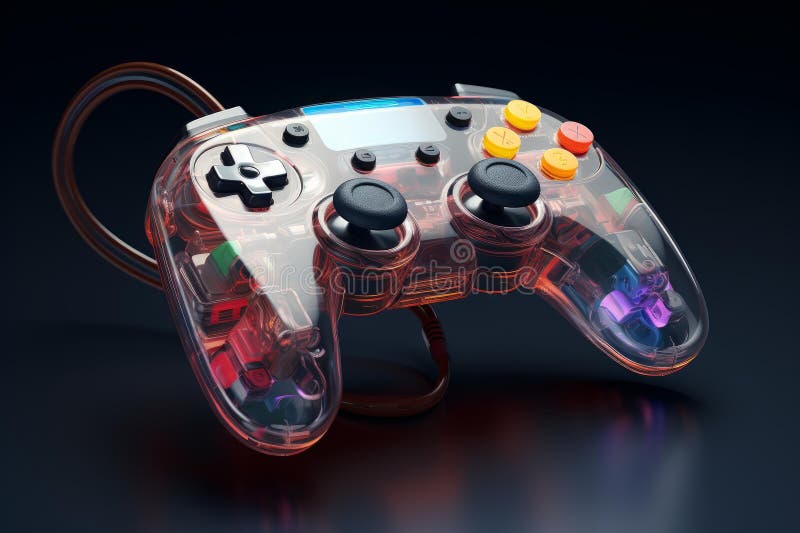 Transparent Video Game Controller on Dark Background Stock Illustration ...