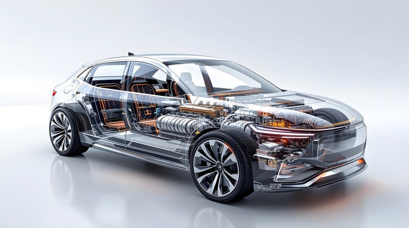 Transparent View of the Hybrid Car Stock Illustration - Illustration of ...