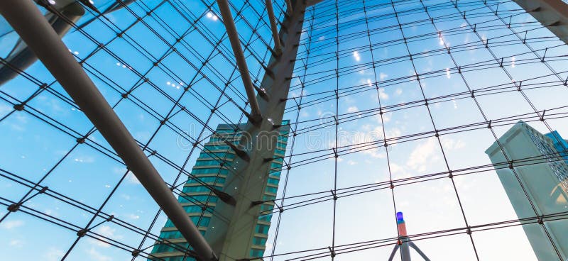 Transparent Wall Building and Blue Sky in Bangkok Stock Photo - Image ...
