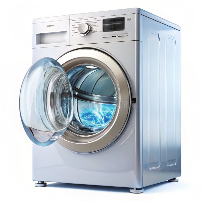 Modern Transparent Washing Machine Showcasing Water Circulation Visuals ...