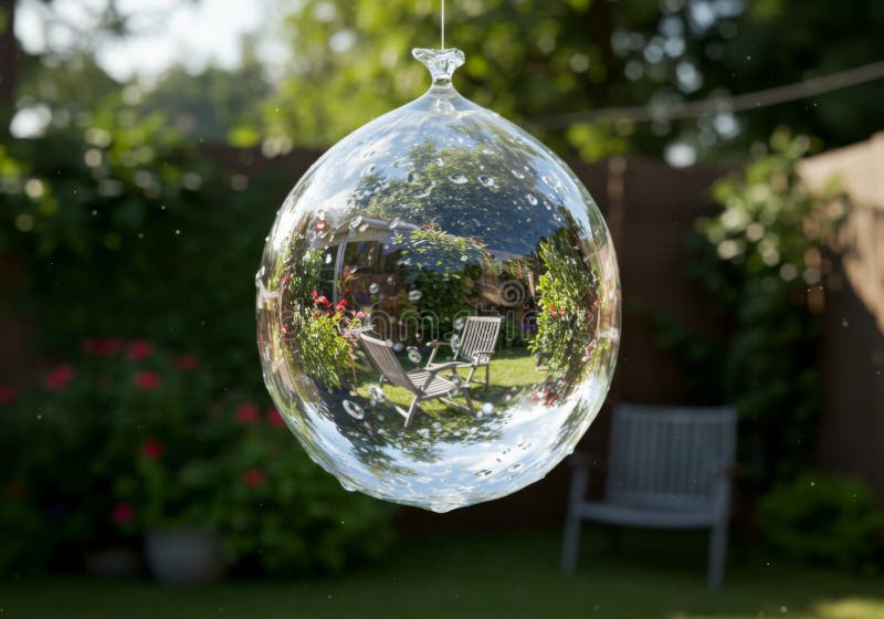 Transparent Water Balloon Hanging in a Sunny Garden Stock Illustration ...