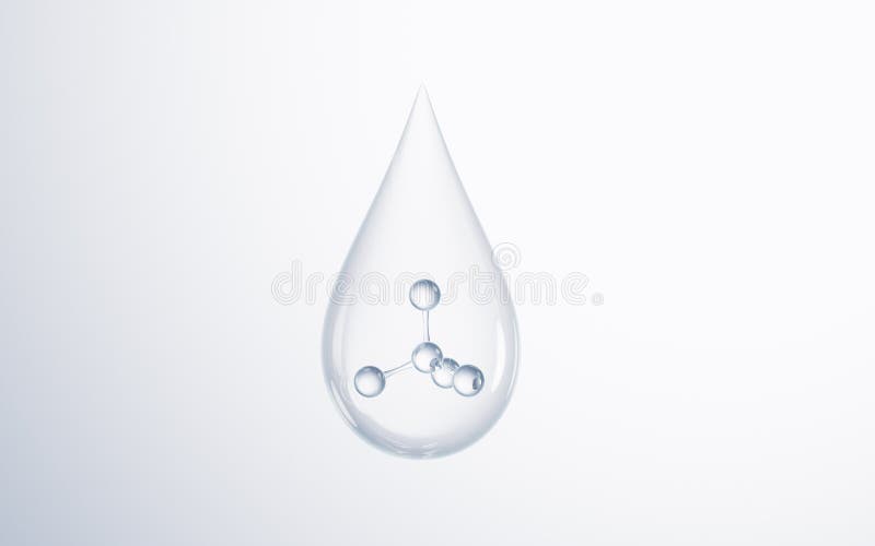 Transparent Water Drop with Molecule Inside, 3d Rendering Stock ...