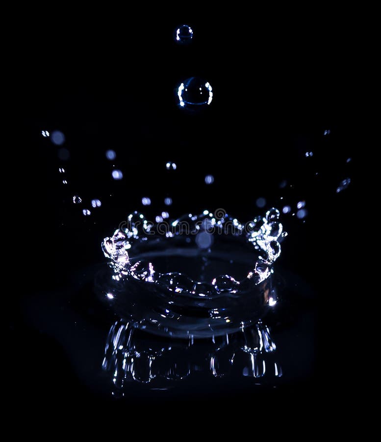 Transparent Water Drop Splash Realistic and Blue Water Colored on Black ...