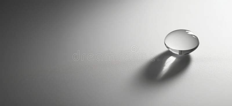 Transparent Water Droplet Casting Shadow on Smooth Surface, Minimalist ...
