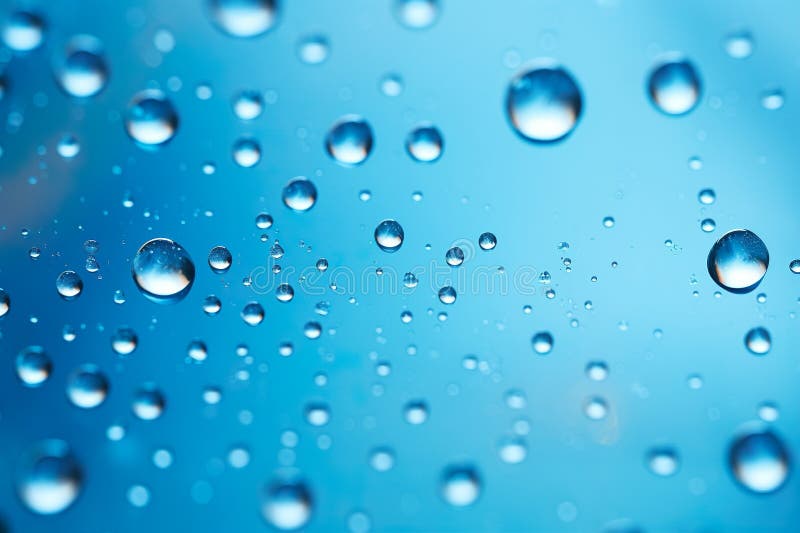 Transparent Water Drops on Blue Background. Realistic Liquid. Abstract ...