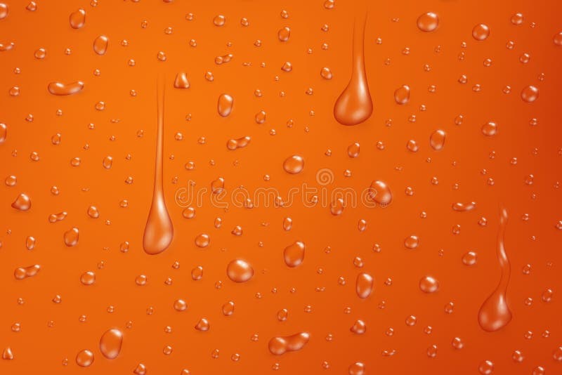 Transparent Water Drops on the Orange Surface. Vector Illustration ...