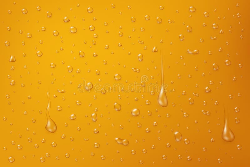Transparent Water Drops on the Yellow Surface. Vector Illustration ...