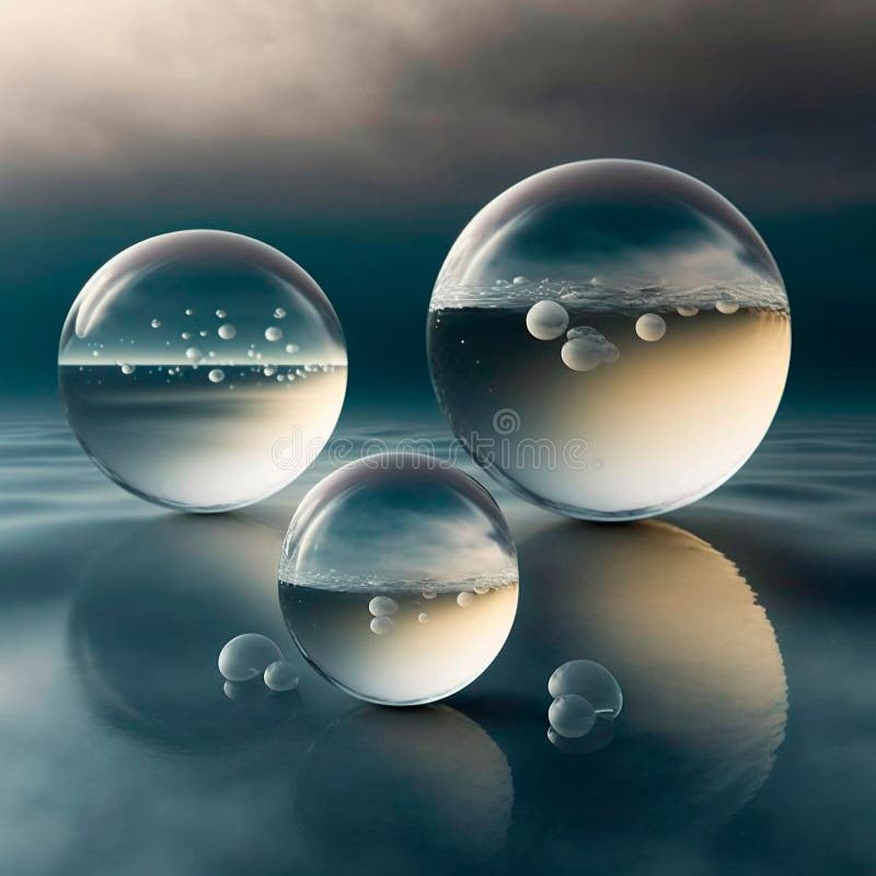 Transparent Water Spheres Against a Stunning Backdrop of Mountains and ...
