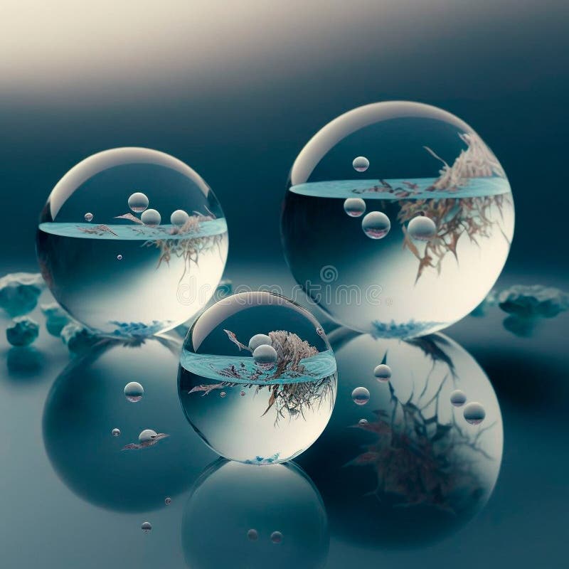 Transparent Water Spheres Against a Stunning Backdrop of Mountains and ...