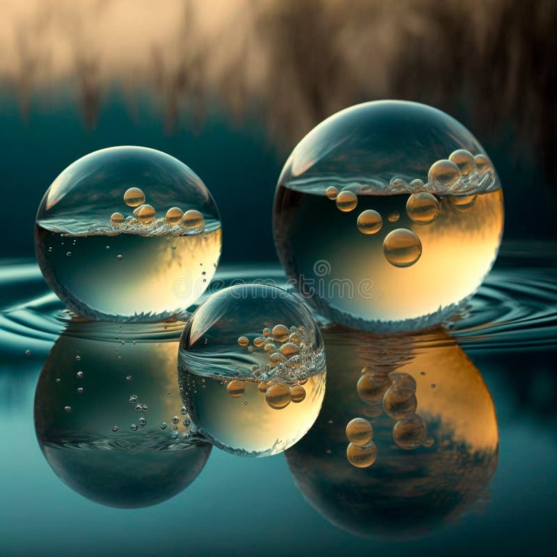 Transparent Water Spheres Against a Stunning Backdrop of Mountains and ...