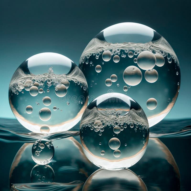 Transparent Water Spheres Against a Stunning Backdrop of Mountains and ...