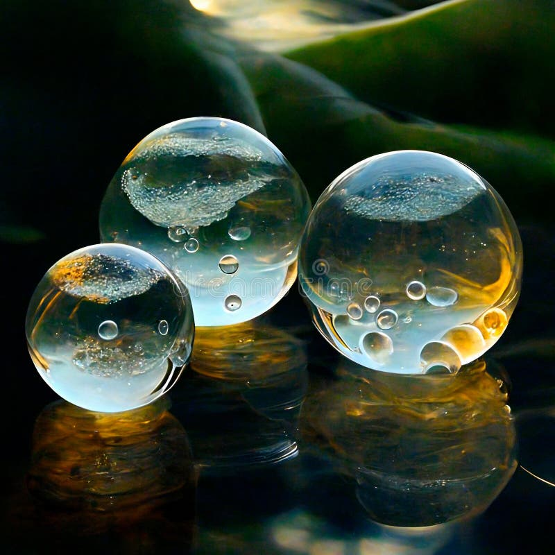 Transparent Water Spheres Against a Stunning Backdrop of Mountains and ...