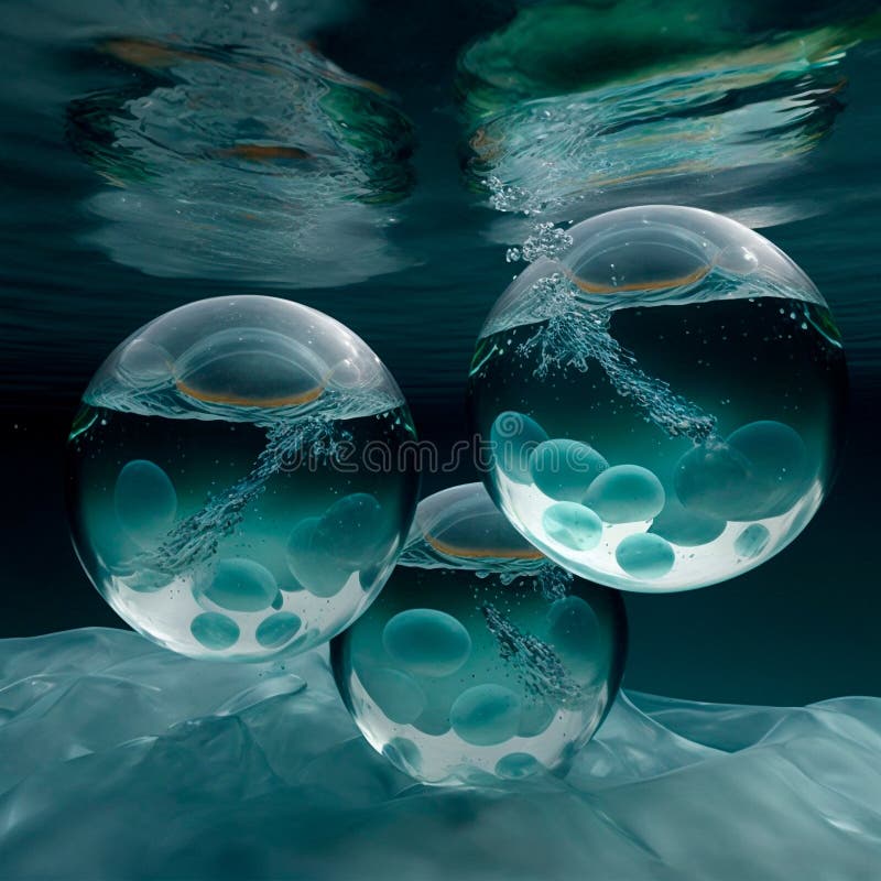 Transparent Water Spheres Against a Stunning Backdrop of Mountains and ...