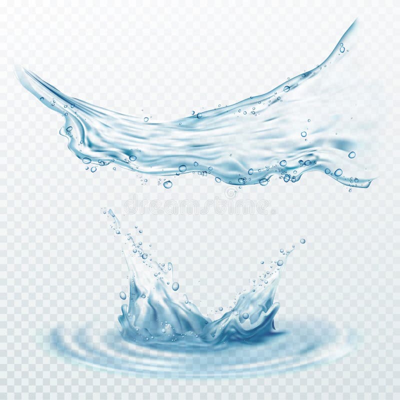Translucent Water Splash on Transparent Background. Vector Illustration ...