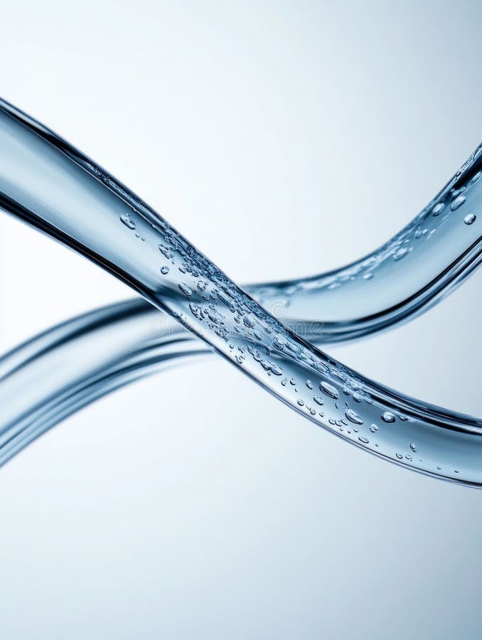 Transparent Water Stream with Bubbles in Abstract Shape Stock ...