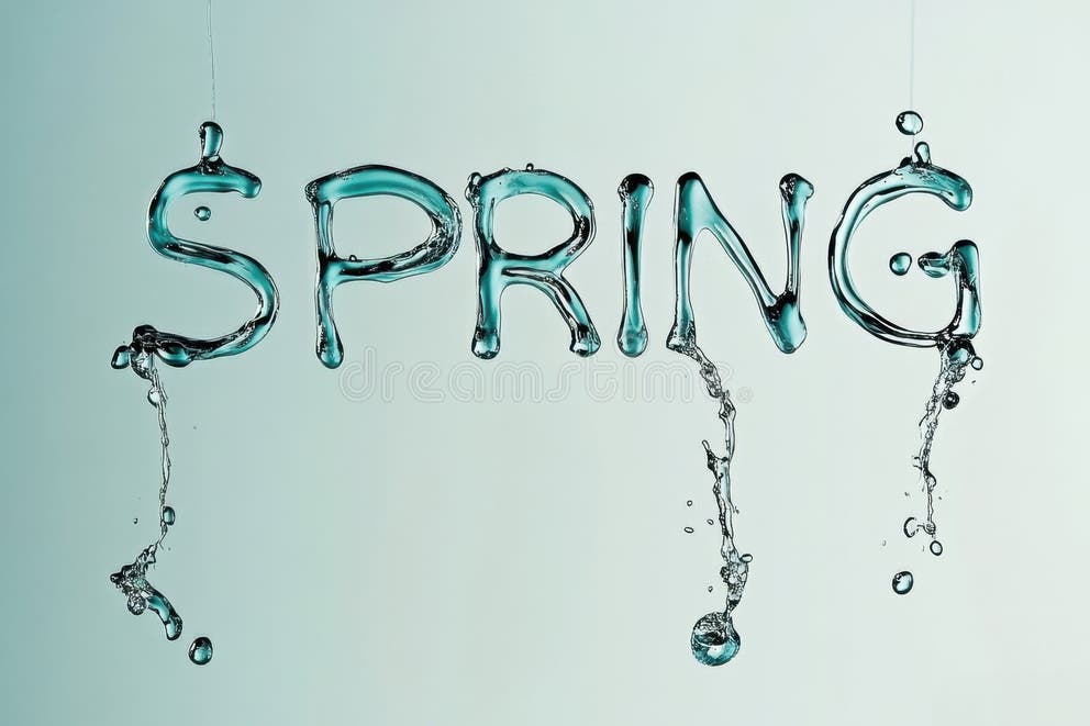 Transparent Water Text with Splash Effect Spelling Spring on Light ...