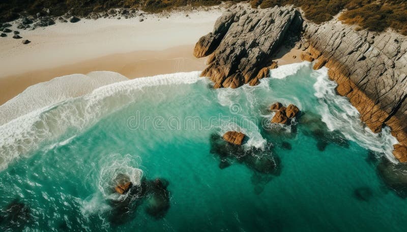 Transparent Waters Edge Breaking on Rocky Cliff, Idyllic Summer ...