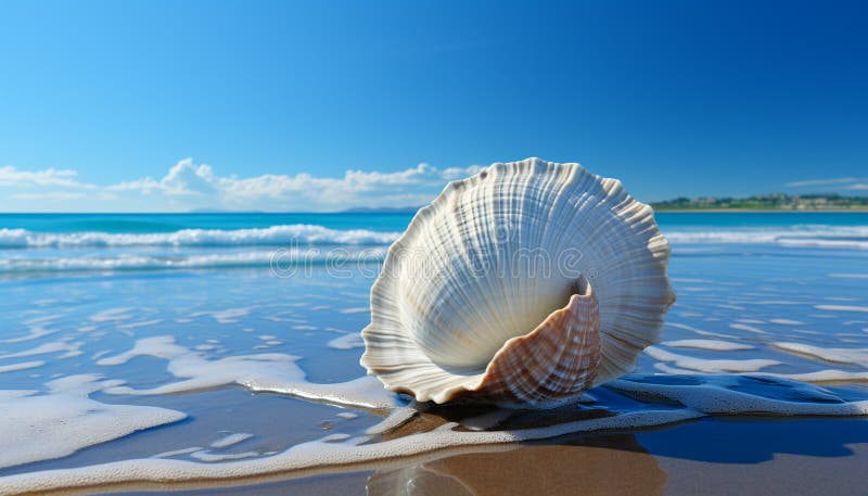 Seashells and Waters on the Beach Stock Image - Image of beach, marine ...