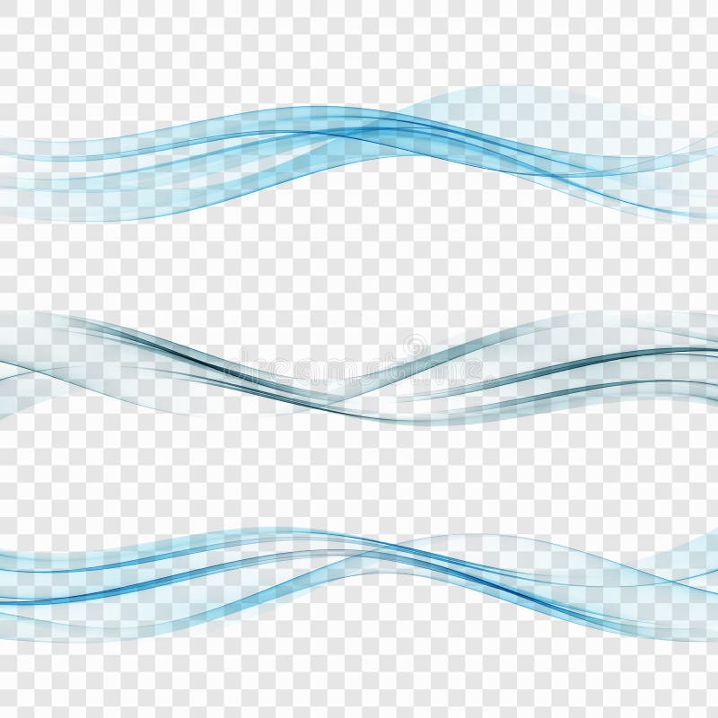 Transparent Wave Blue,smoky Flow of Wavy Lines,wave Set. Stock Vector ...