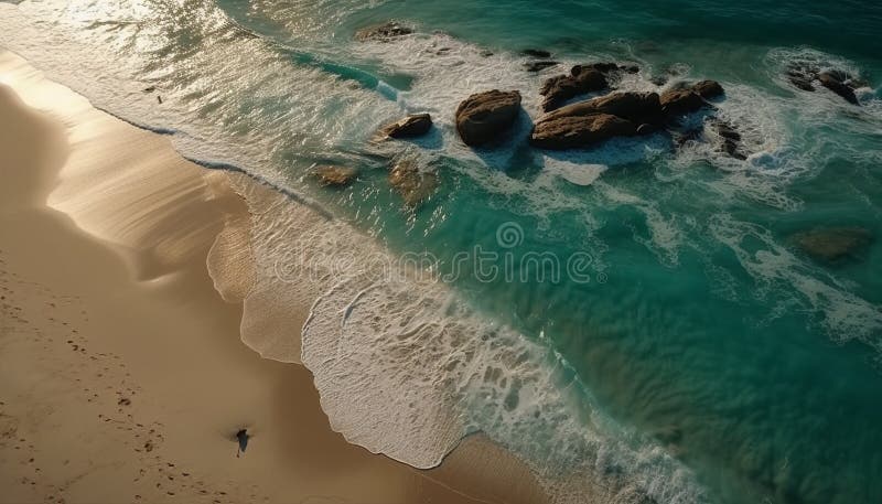 Transparent Waves Break on Idyllic Coastline Beauty Generated by AI ...