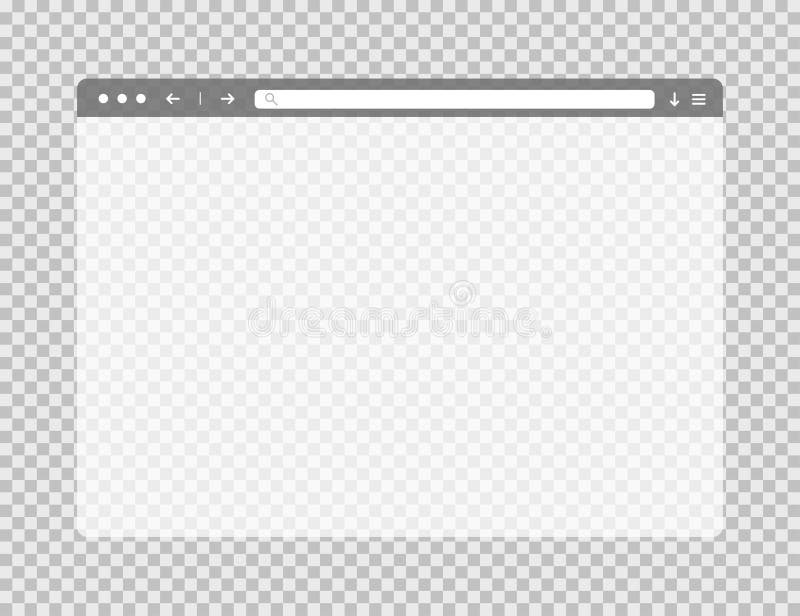 Transparent Web Browser Window. Template of Website Page. Empty Mockup ...