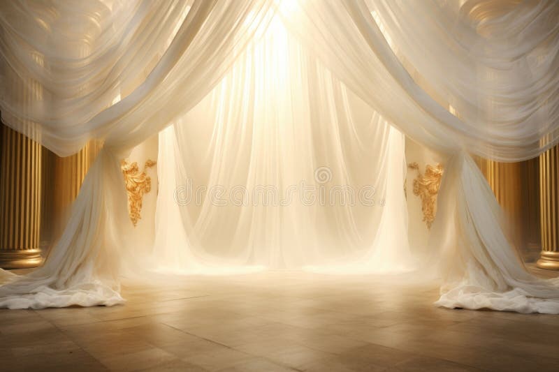 The Transparent White Curtains with Soft Bright Light. Generative AI ...