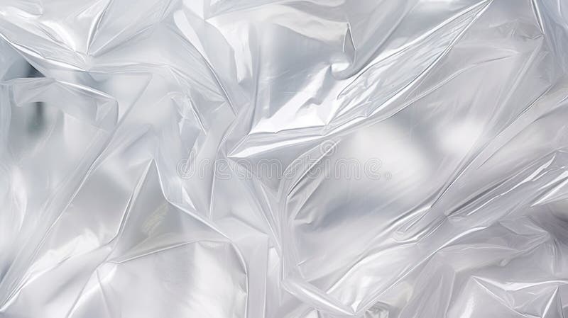 Transparent White Glossy Wrinkled Plastic Texture. Crumpled Thin ...