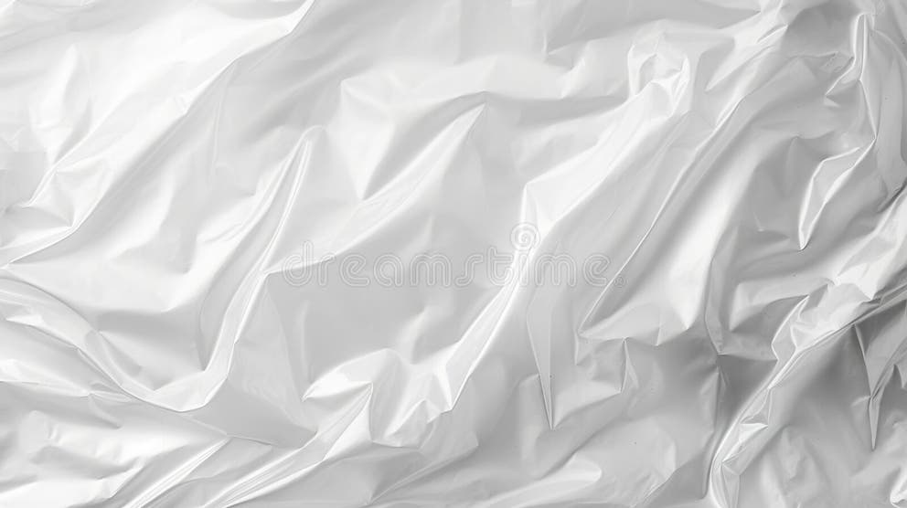 Transparent White Glossy Wrinkled Plastic Texture. Crumpled Thin ...
