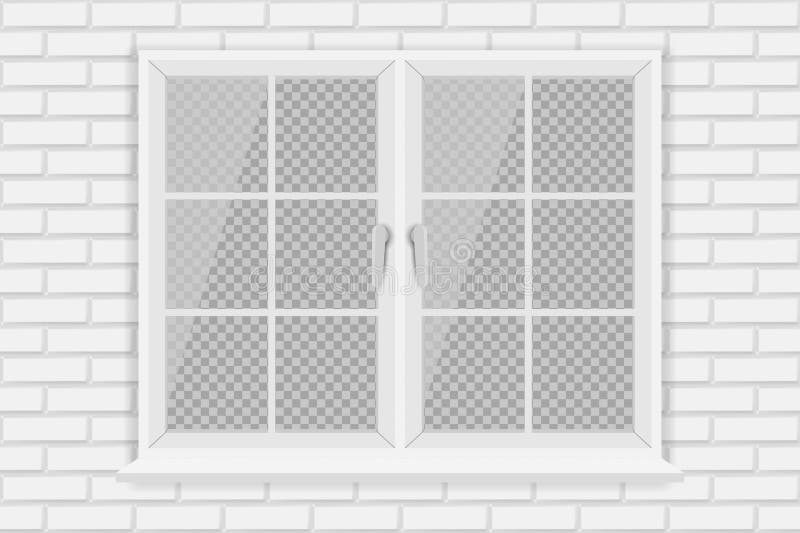 Transparent White Window Frame on Brick Wall Stock Vector ...