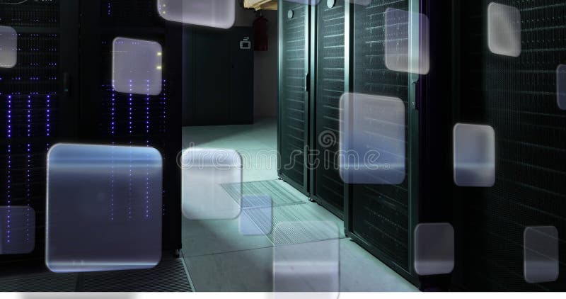 Transparent Windows Moving Over Computer Server Room Stock Footage ...