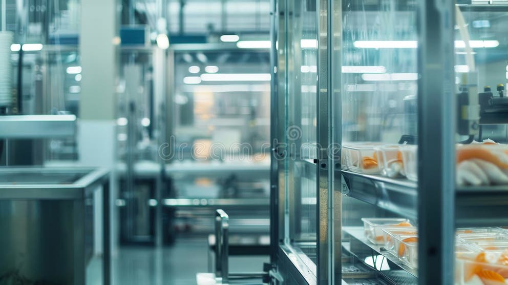 Automated Fish Processing Facility with Transparent Windows and ...