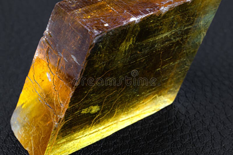 Transparent Yellow Orange Rectangular Optical Calcite Crystal Iceland ...