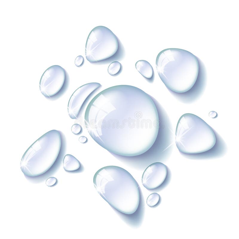 Transparente Wassertropfen Auf Blauem Hintergrund Stock Abbildung ...