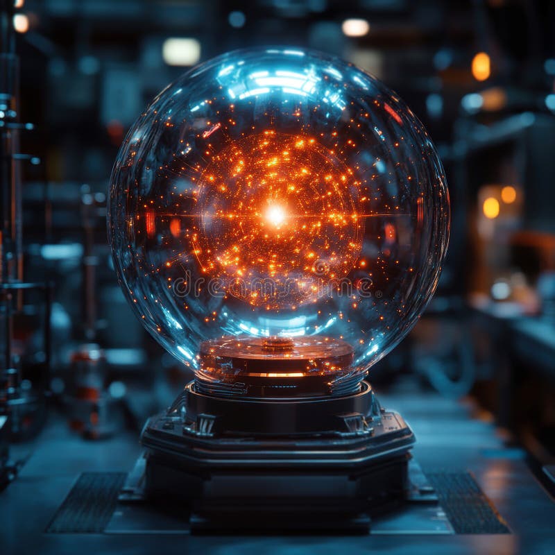 A Transparenttranslucent Spherical Object with Glowing Lights, Mounted ...