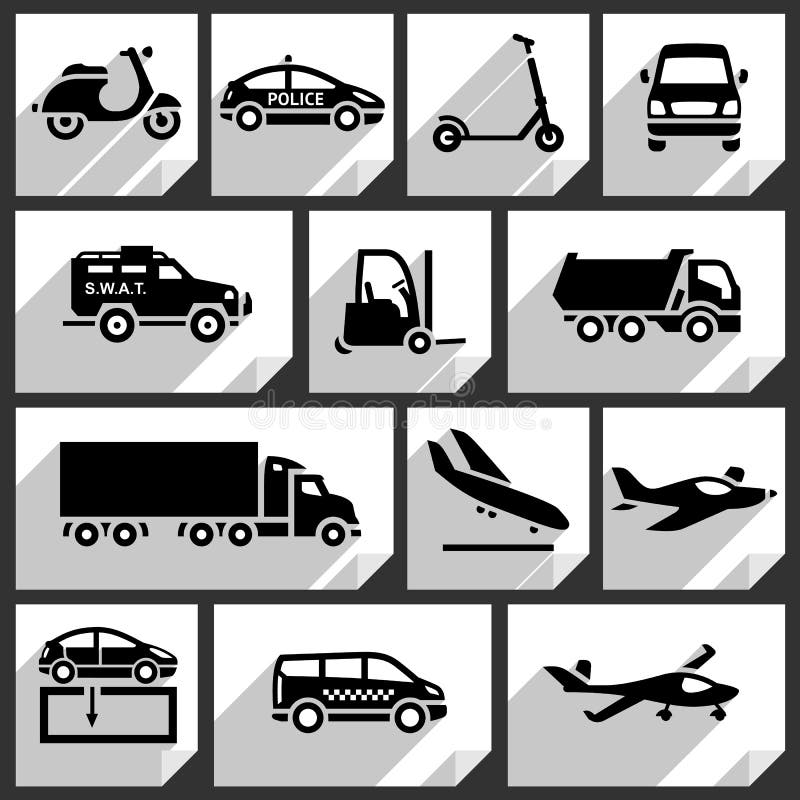 Transport black icons stock vector. Illustration of delivering - 78387604