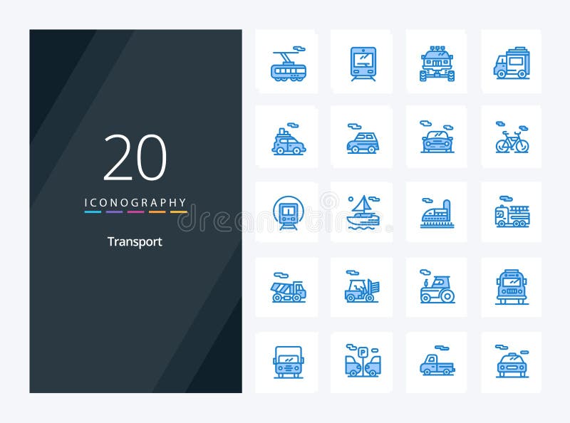 20 Transport Blue Color Icon for Presentation Stock Vector ...