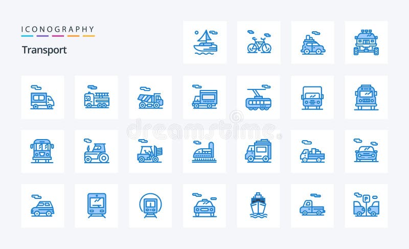 25 Transport Blue Icon Pack Stock Vector - Illustration of vehicle ...