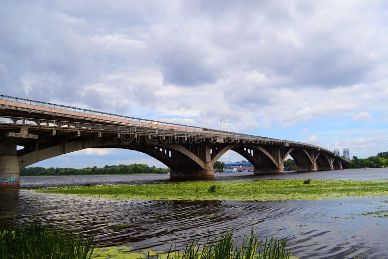 A Transport Bridge Over the River Close-up, a Bridge for Transport ...