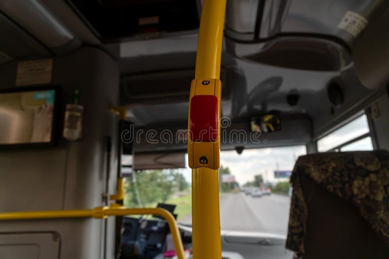 Button for Communication with the Driver on the Handrail Stand in the ...