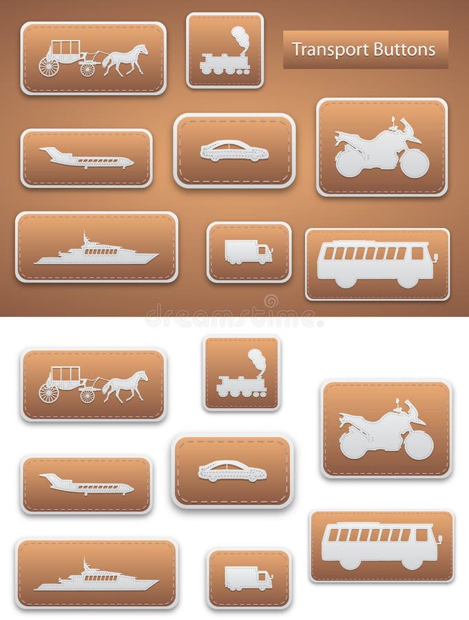 Transport Buttons Set with Map Vector Illustration Stock Vector ...
