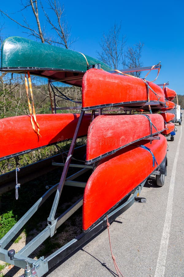 Transport of Canoes on a Trailer Stock Photo - Image of sport, wheel ...