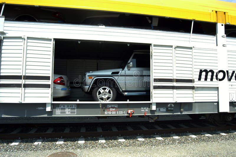 Transport of Cars by Rail with the Train Stock Photo - Image of goods ...