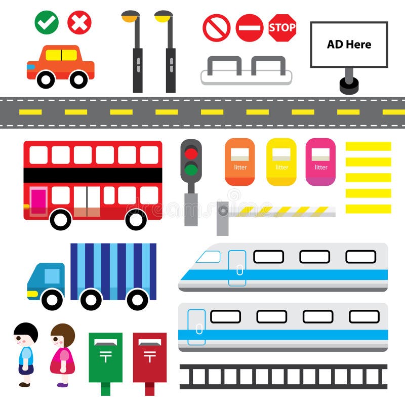 Transport Cartoon Elements stock vector. Illustration of transportation ...