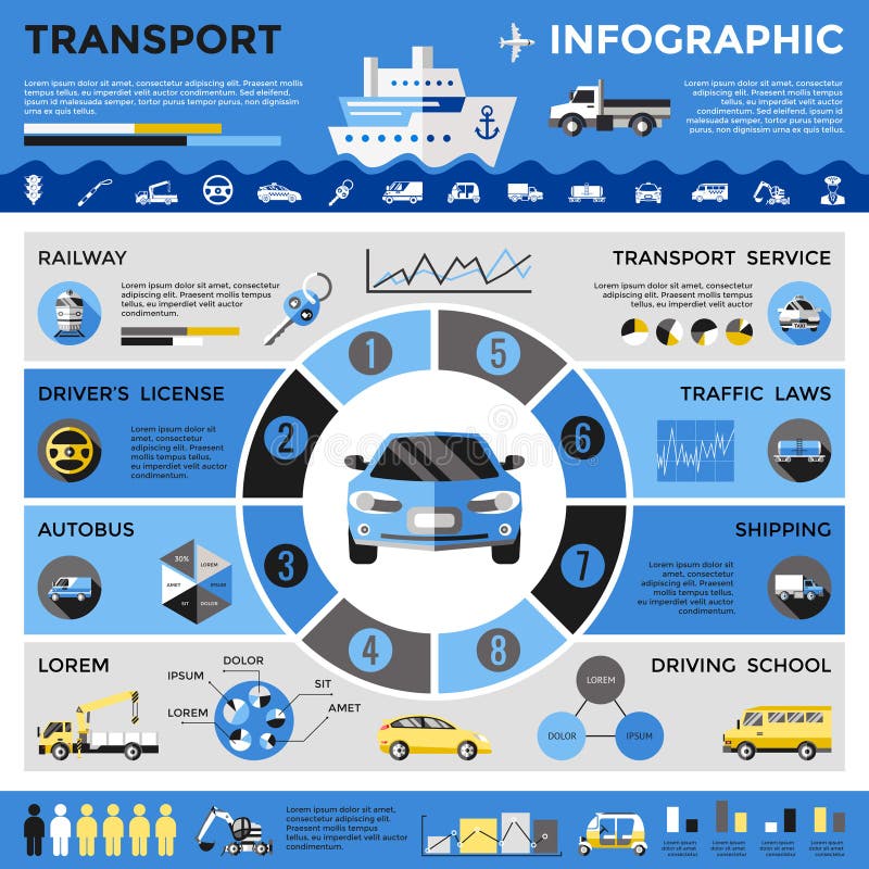 Transport Colored Infographics Stock Vector - Illustration of elements ...