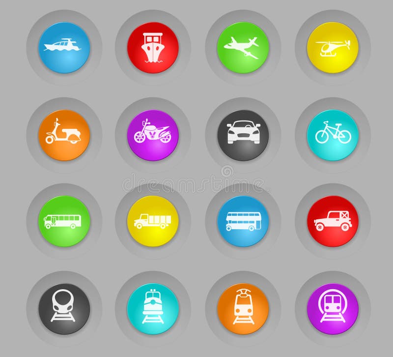Transport Colored Plastic Round Buttons Icon Set Stock Vector ...