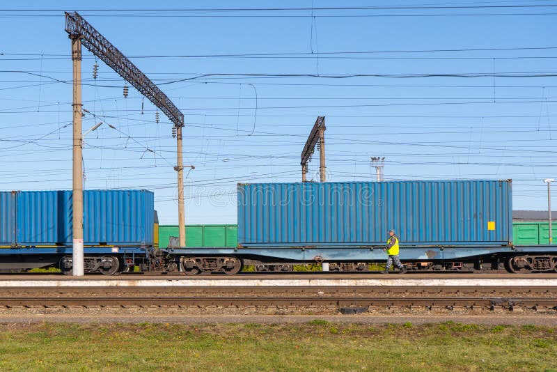Transport Containers at the Railway Station Stock Image - Image of ...