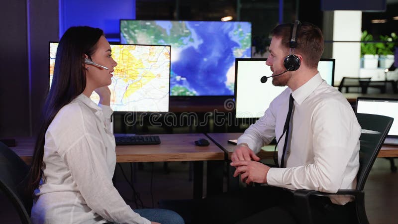 Transport Dispatchers Track on the Map Route of Cargo Transportation Stock Footage - Video of ...