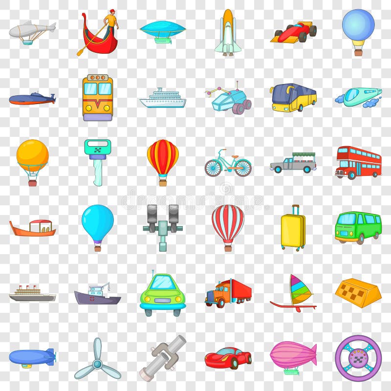 Transport with Driver Icons Set, Cartoon Style Stock Vector ...